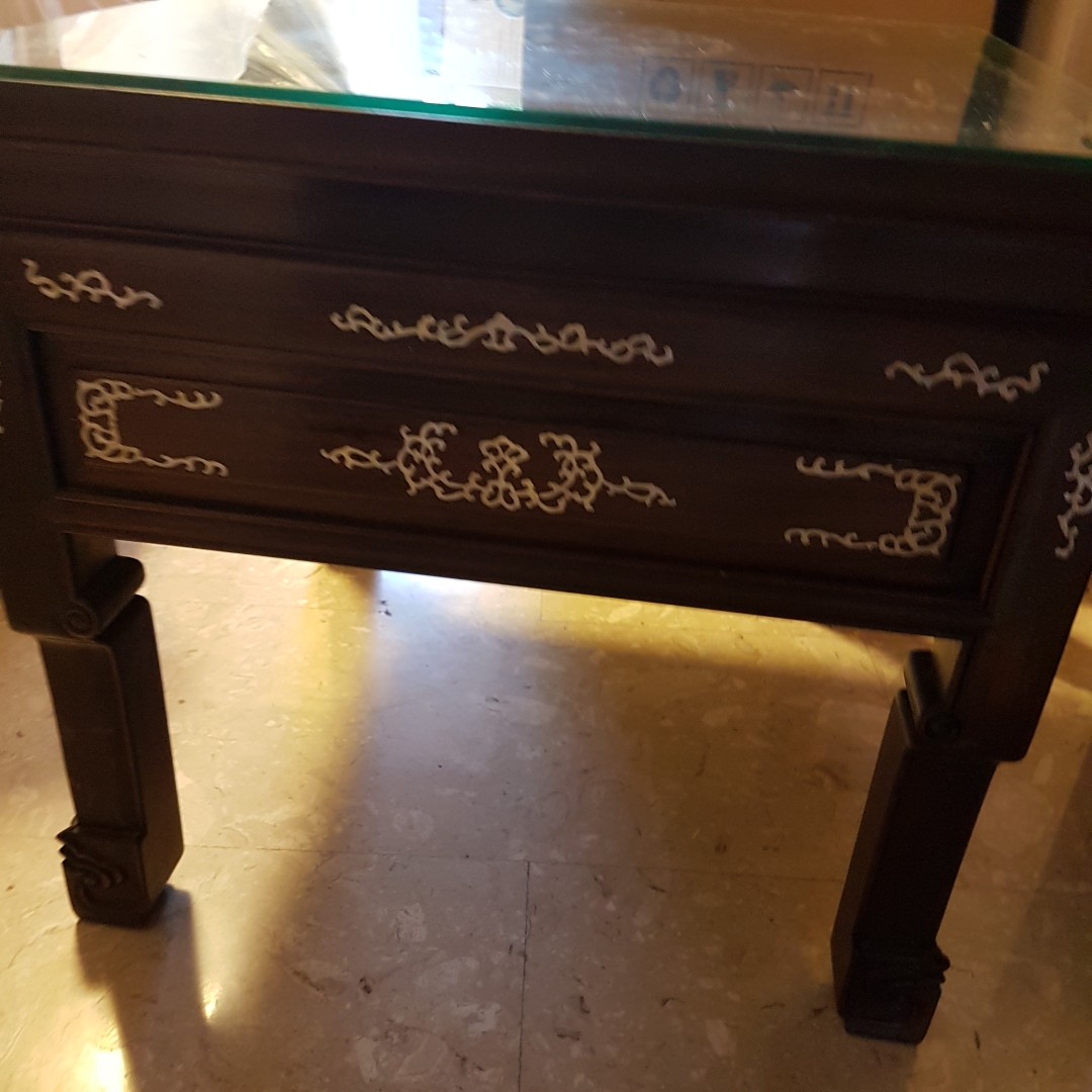 Rosewood Corner Table with Shell deco, Furniture & Home Living ...