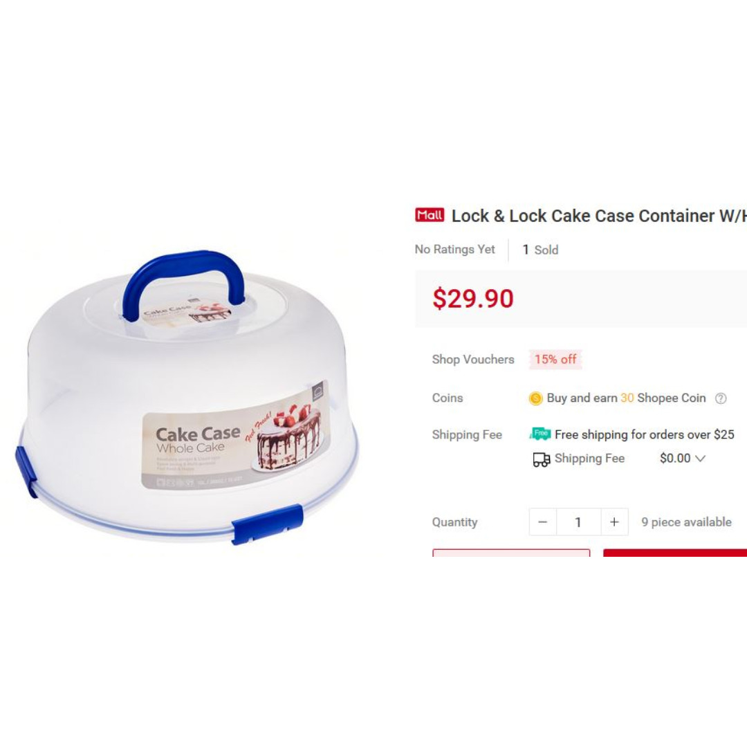 SELLING New Lock & Lock Cake Case Container W/Handle 10L (HLS-110A ...