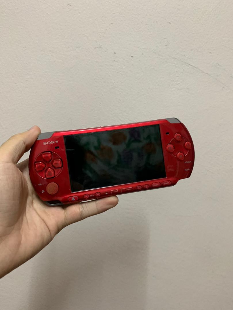 Sony Psp 3000 red full set full game 16gb, Video Gaming, Video Game ...
