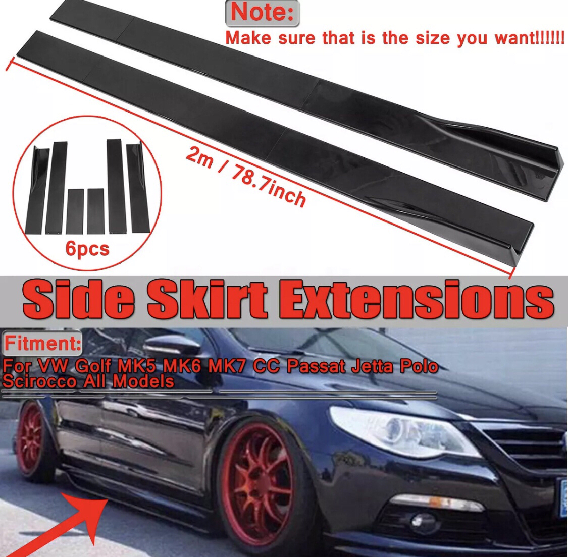 Universal Side Skirt Extender (3 pieces), Car Accessories, Accessories ...
