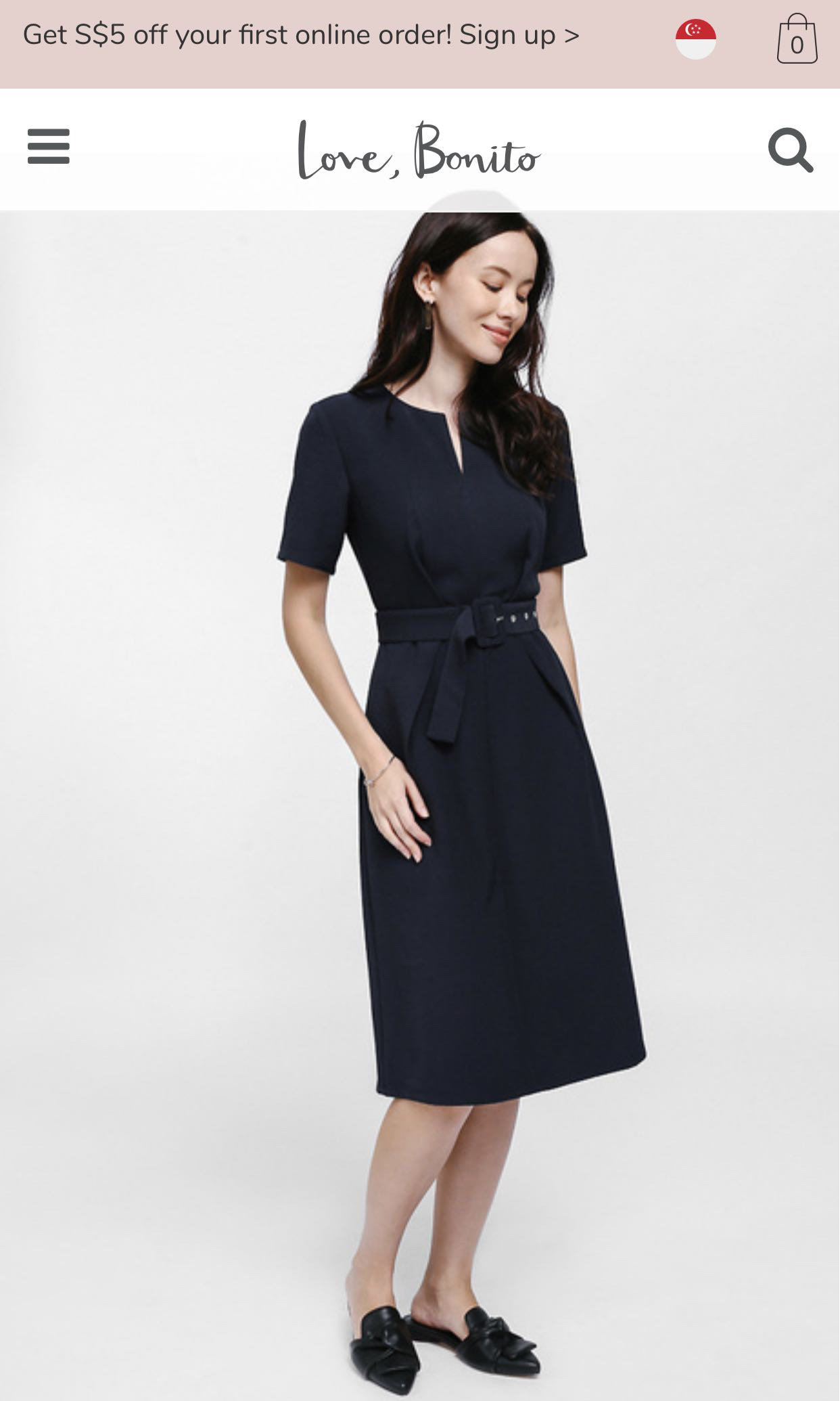 BN Love Bonito Derek Textured Notch Belted Midi Dress, Women's Fashion ...