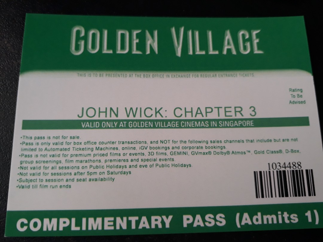 John Wick : Chapter 3 Movie at Golden Village, Tickets & Vouchers ...