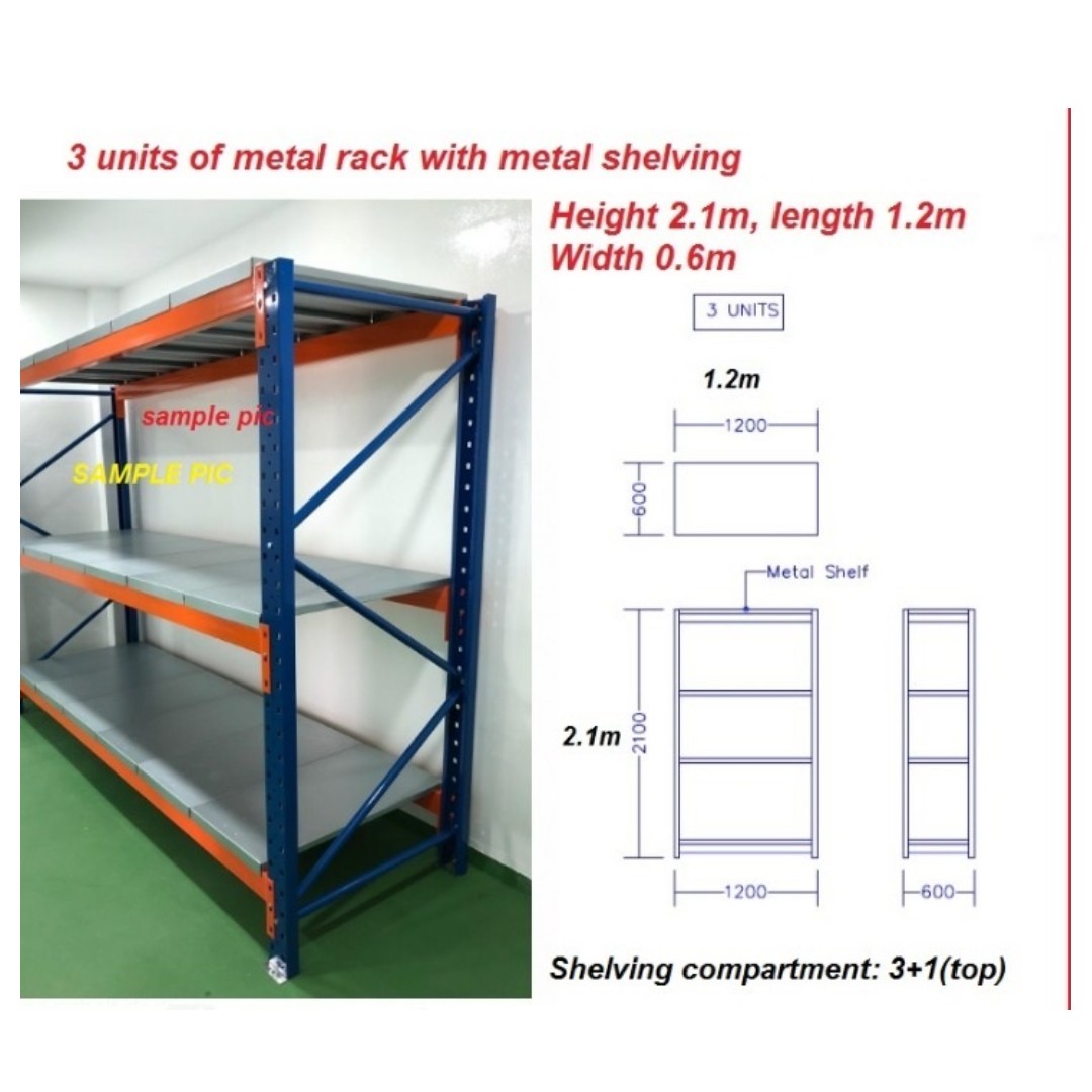 Pre-Cut Racking Style Shelving Unit (Metal Shelves)1.2m L, Furniture ...