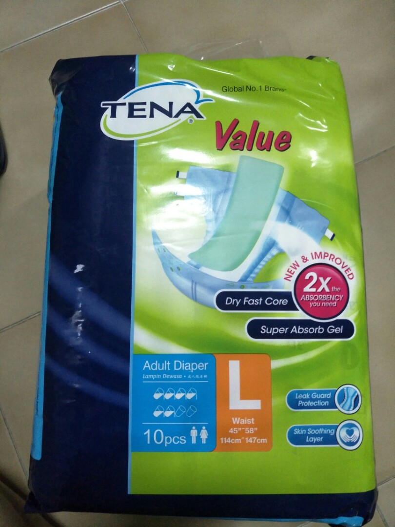 Tena value adult diaper size L (waist 45"-58"), Health & Nutrition, Assistive & Rehabilatory ...