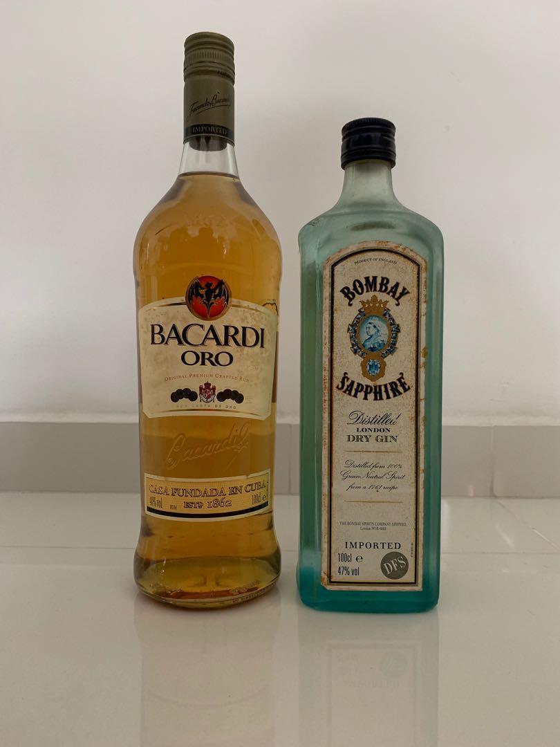 Bacardi Oro and Bombay Sapphire Gin, Food & Drinks, Alcoholic Beverages ...