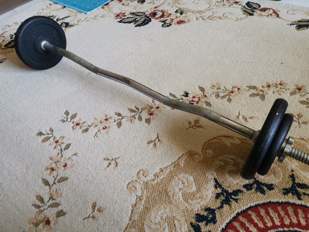 Barbell with weights, Sports Equipment, Exercise & Fitness, Weights ...
