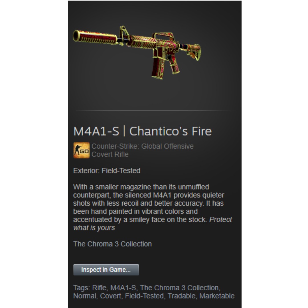 CSGO M4A1-S Chantico's Fire FT, Video Gaming, Video Game Consoles ...