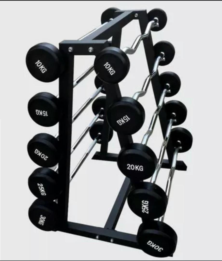 Fixed weight barbell rubber coated NEW, Sports Equipment, Exercise ...