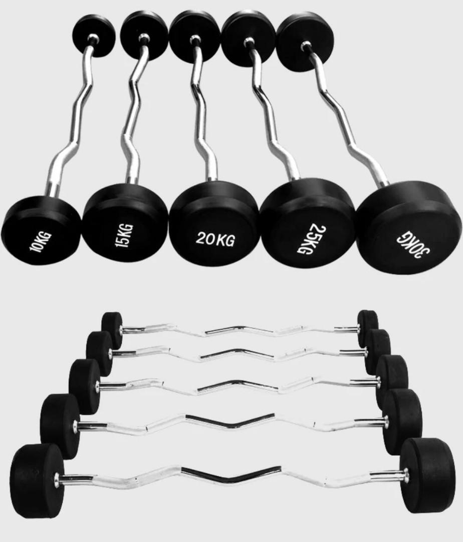 Fixed weight barbell rubber coated NEW, Sports Equipment, Exercise ...
