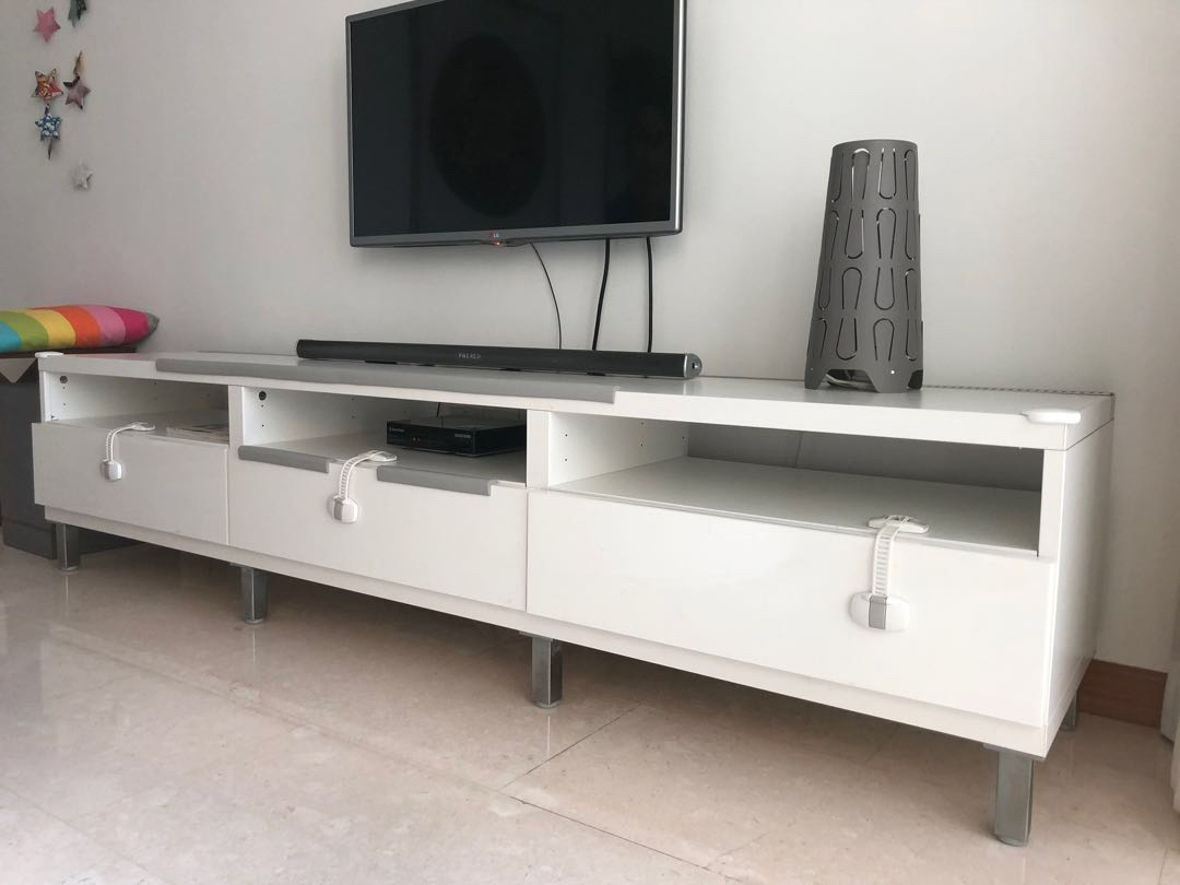 IKEA white tv bench, Furniture & Home Living, Furniture, TV Consoles on ...