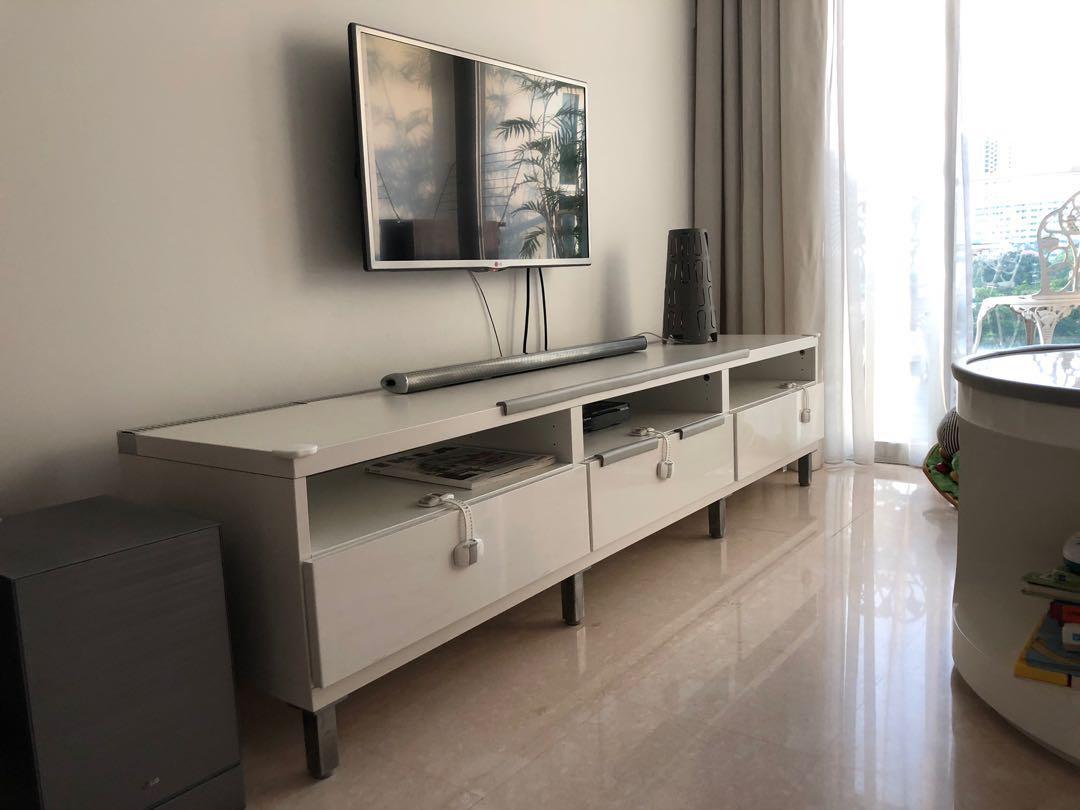 IKEA white tv bench, Furniture & Home Living, Furniture, TV Consoles on ...