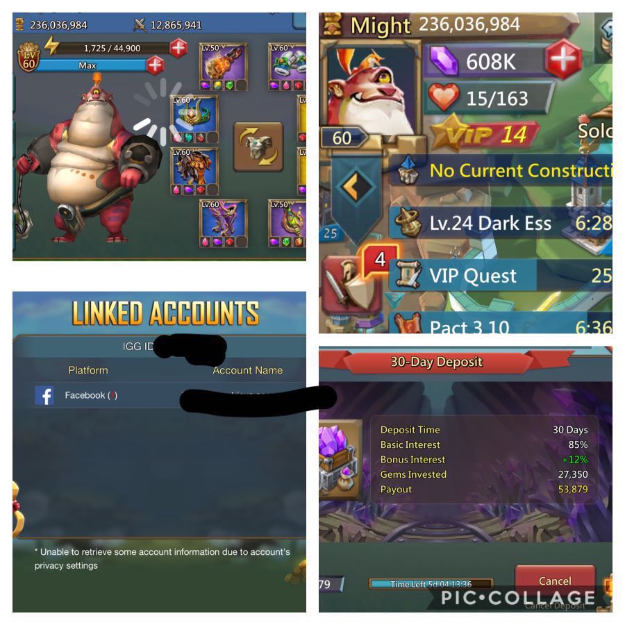 Lords Mobile Guild 236million might t4 account with 600k gems, Video ...