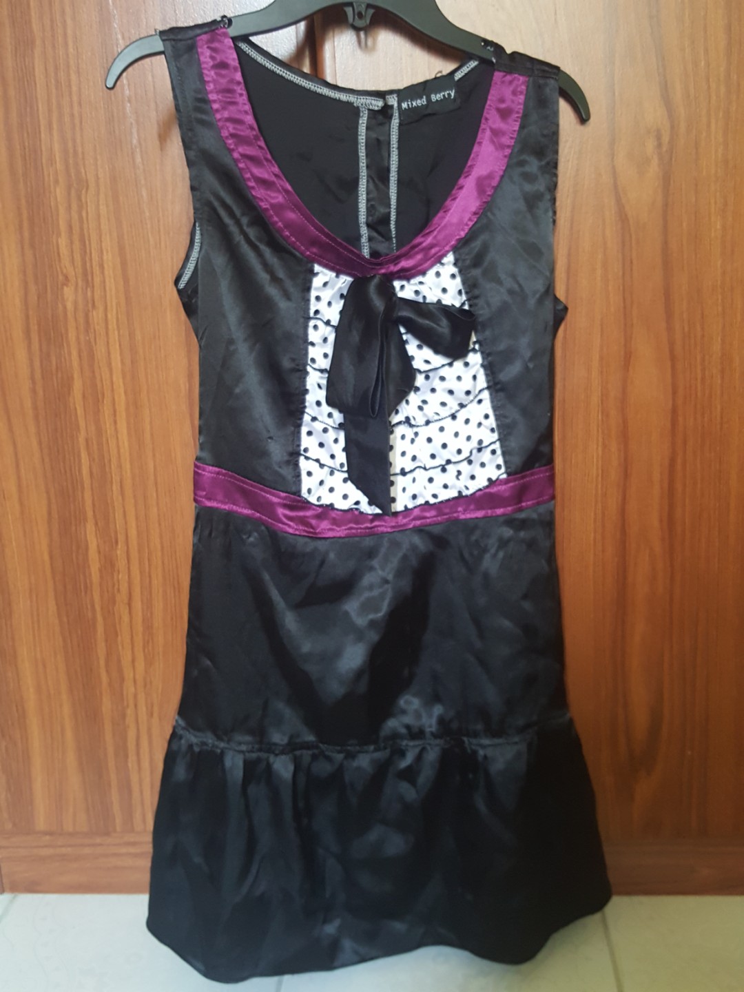 Mixed Berry Black Ribbon Dress, Women's Fashion, Dresses & Sets ...