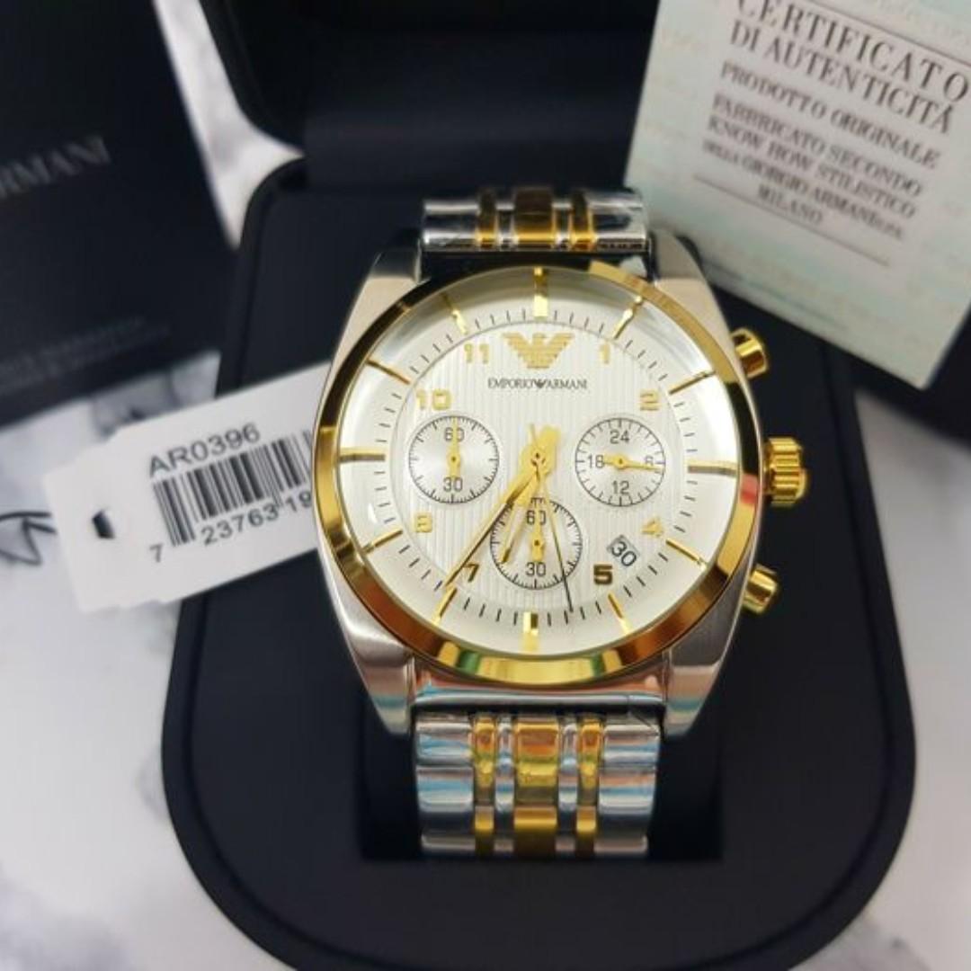 Emporio Armani Zeta Chronograph Cream Dial Two-tone Men's