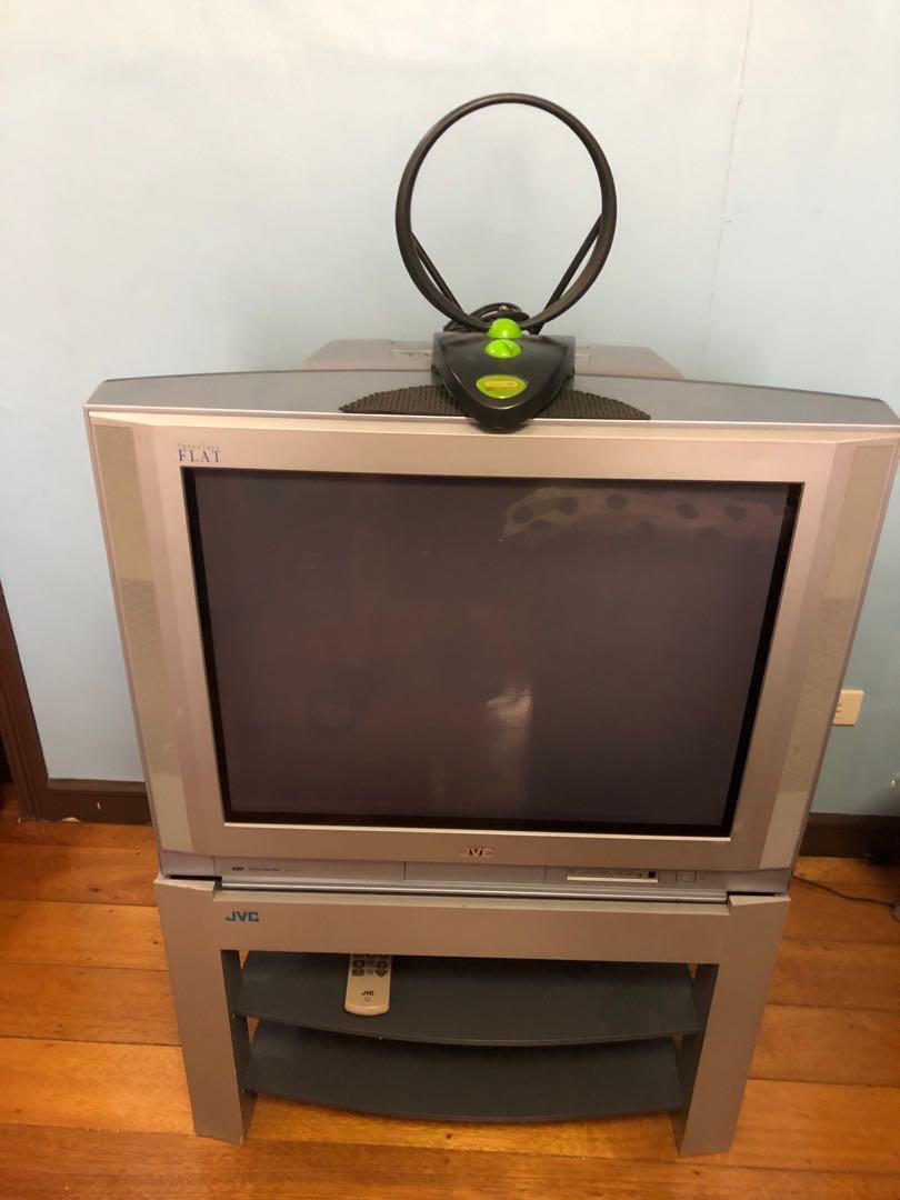 JVC 29 inch CRT FLAT TV with TV stand, Remote control and Antenna, TV ...