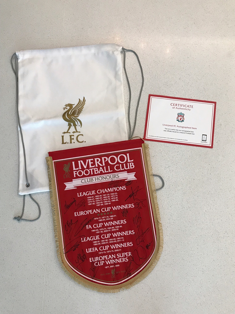 Liverpool pennant signed by LFC First Team, Men's Fashion, Activewear ...