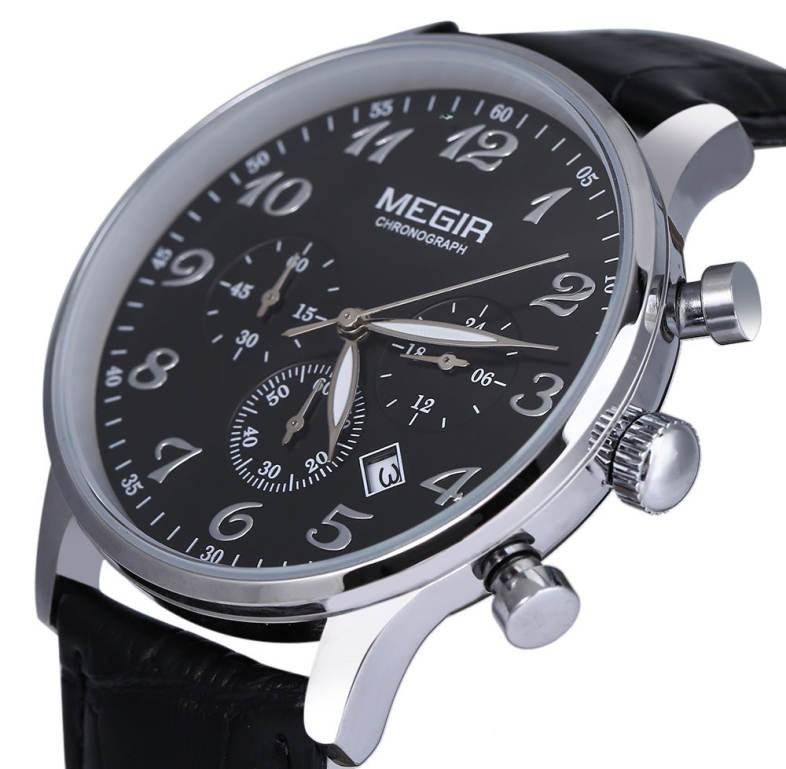 MEGIR M2022 MALE QUARTZ SPORT WATCH THREE WORKING SUB-DIALS DATE FUNCTION WATER RESISTANCE ...