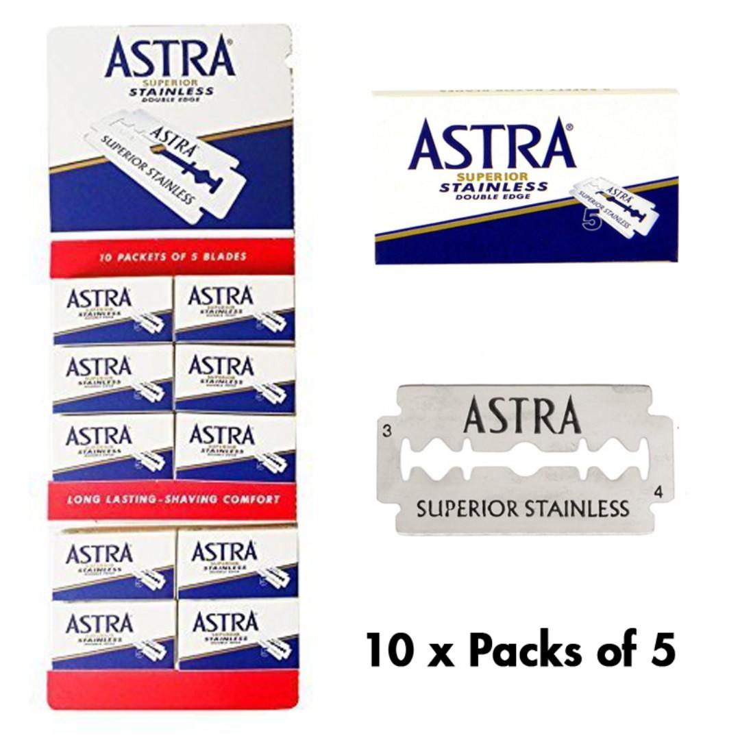 50 Blades of ASTRA Superior Stainless Double Edge Safety Razor Blades ...