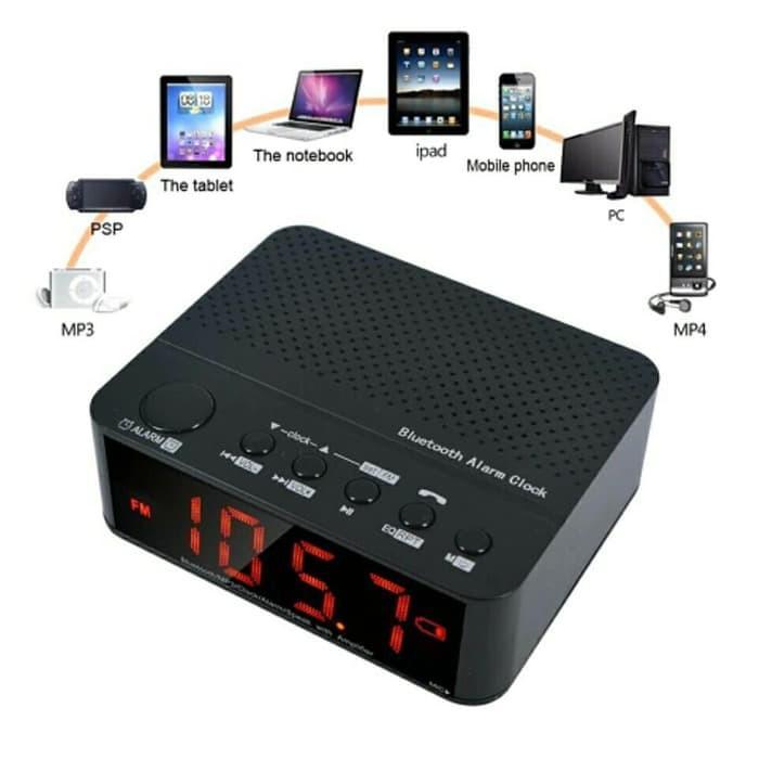 Speaker Mini Bluetooth + Radio FM + Alarm Jam Meja digital Wireless ...
