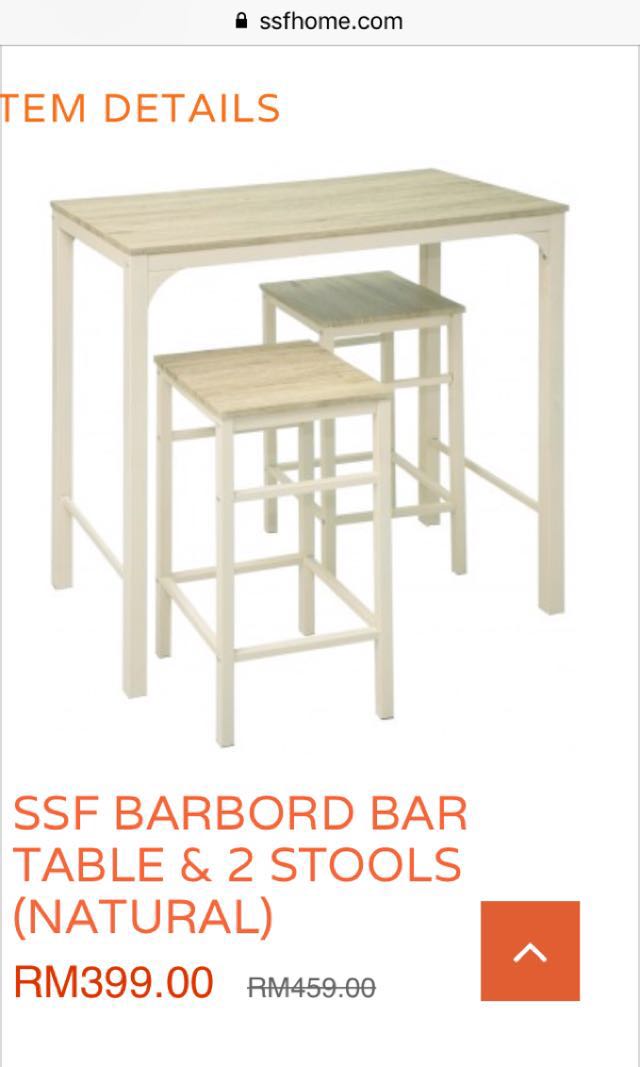 SSF bar table with two stools, Furniture & Home Living, Furniture ...