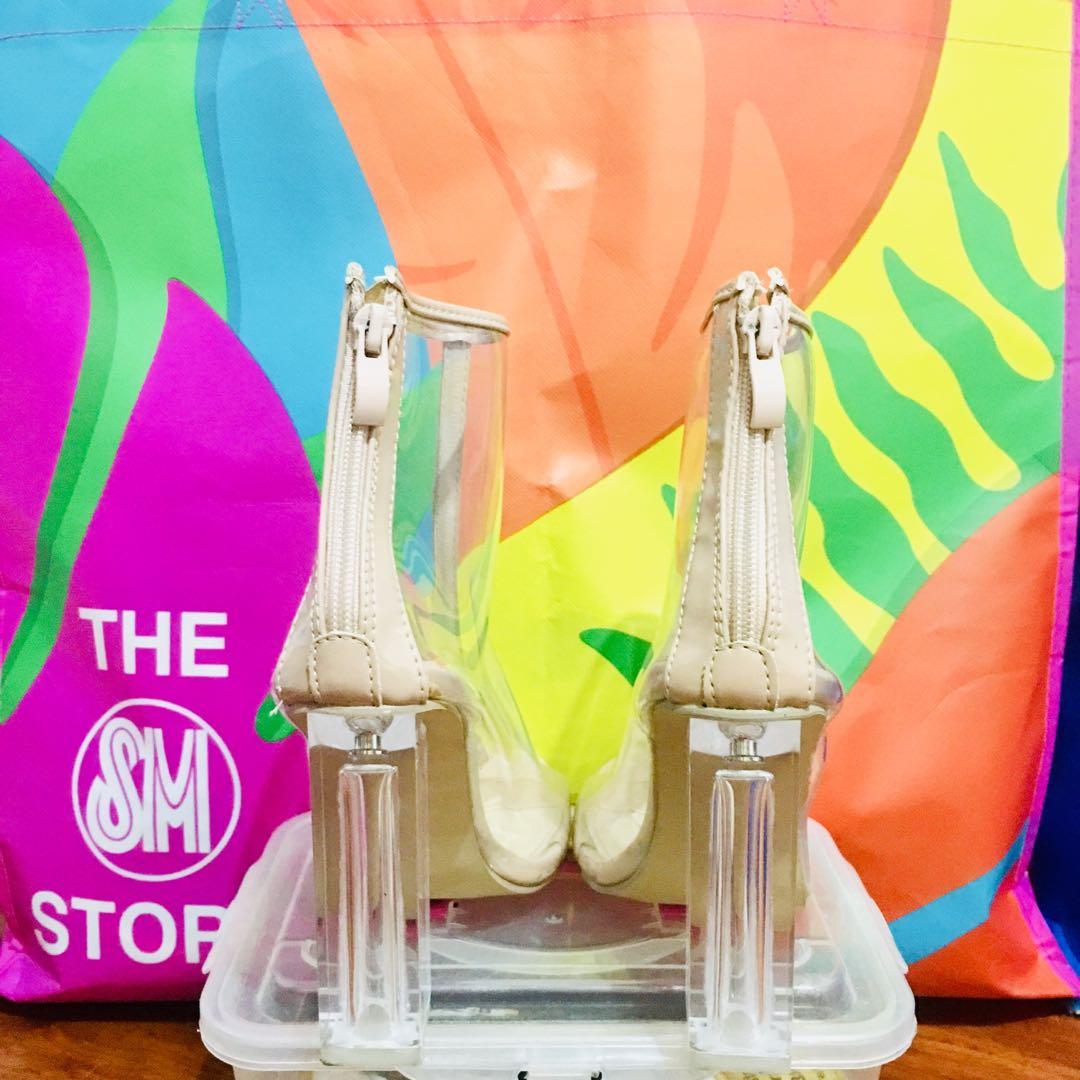 TRANSPARENT BOOTS W/ GLASS HEELS, Women's Fashion, Footwear, Heels on ...