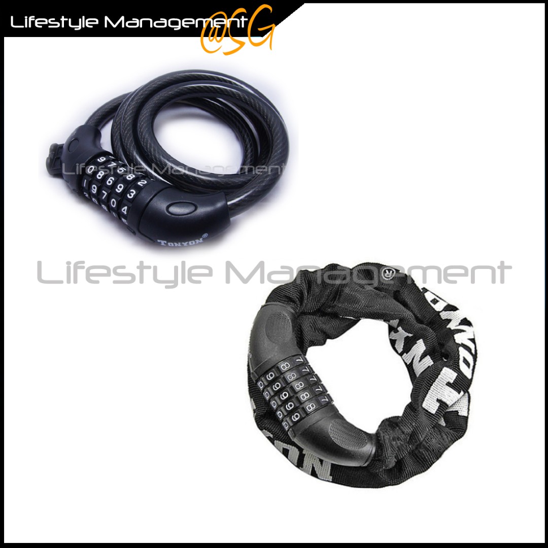 Bicycle Lock 5 Combination Wire Rope Chain, Sports Equipment, Bicycles ...