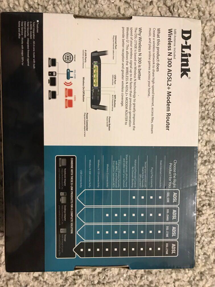 Dlink wireless N 300 & modem router, Computers & Tech, Parts ...