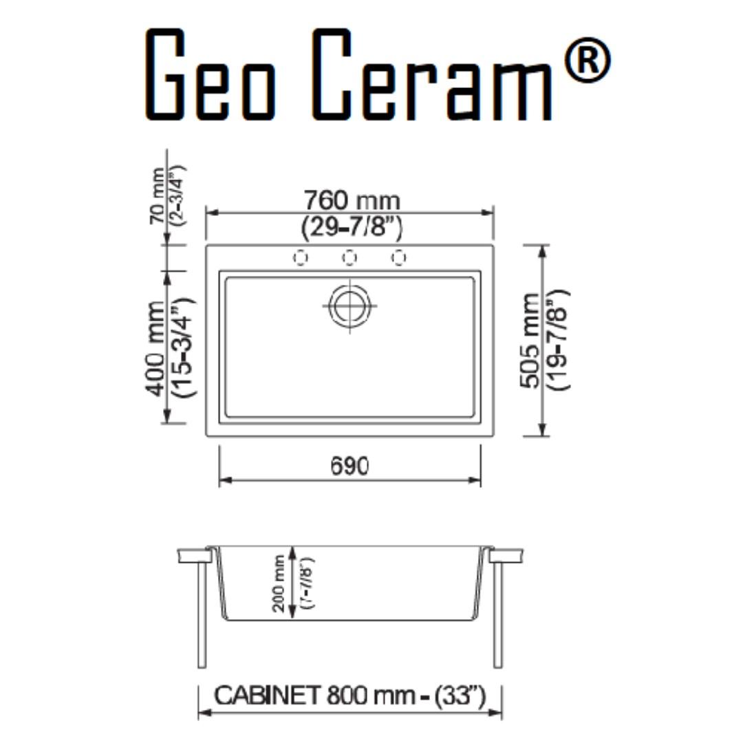 GEO CERAM ON7610_42 TITANIUM SINGLE BASIN GRANITE SINK, Furniture ...