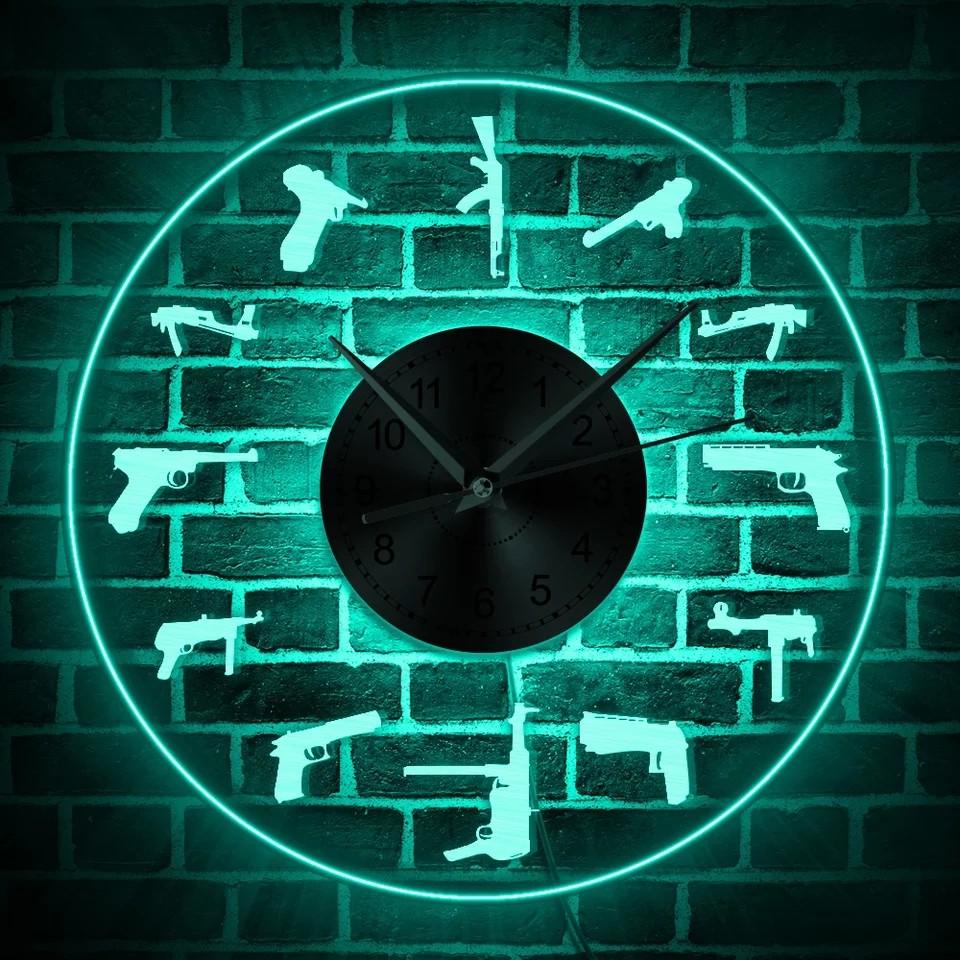 Home LED Guns Neon Wall Clock, Hobbies & Toys, Stationery & Craft, Art ...