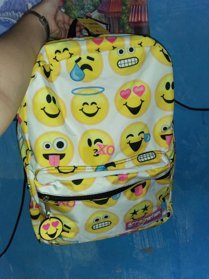 Branded: Emojination white backpack, Women's Fashion, Bags & Wallets ...