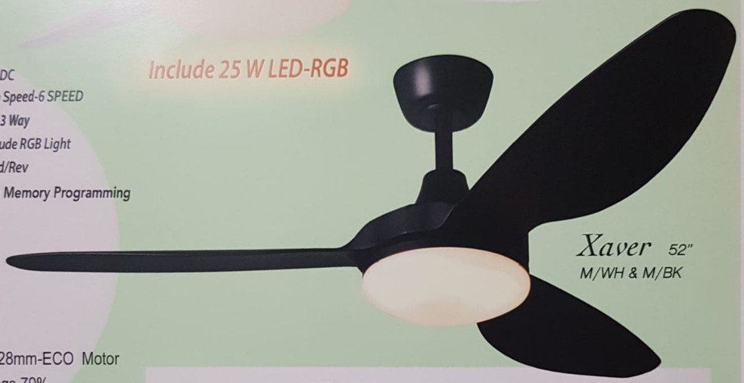 Ceiling Fan DC FAN 52" LED, Furniture & Home Living, Lighting & Fans ...
