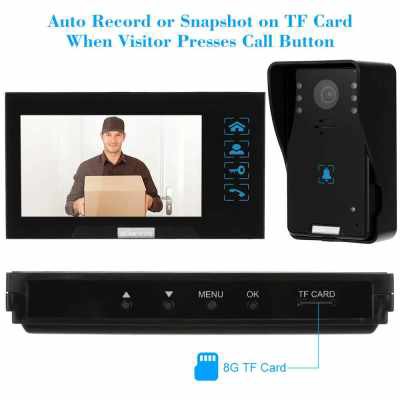 KKmoon® 7” Wired Video Door Phone System Record/Snapshot Visual ...