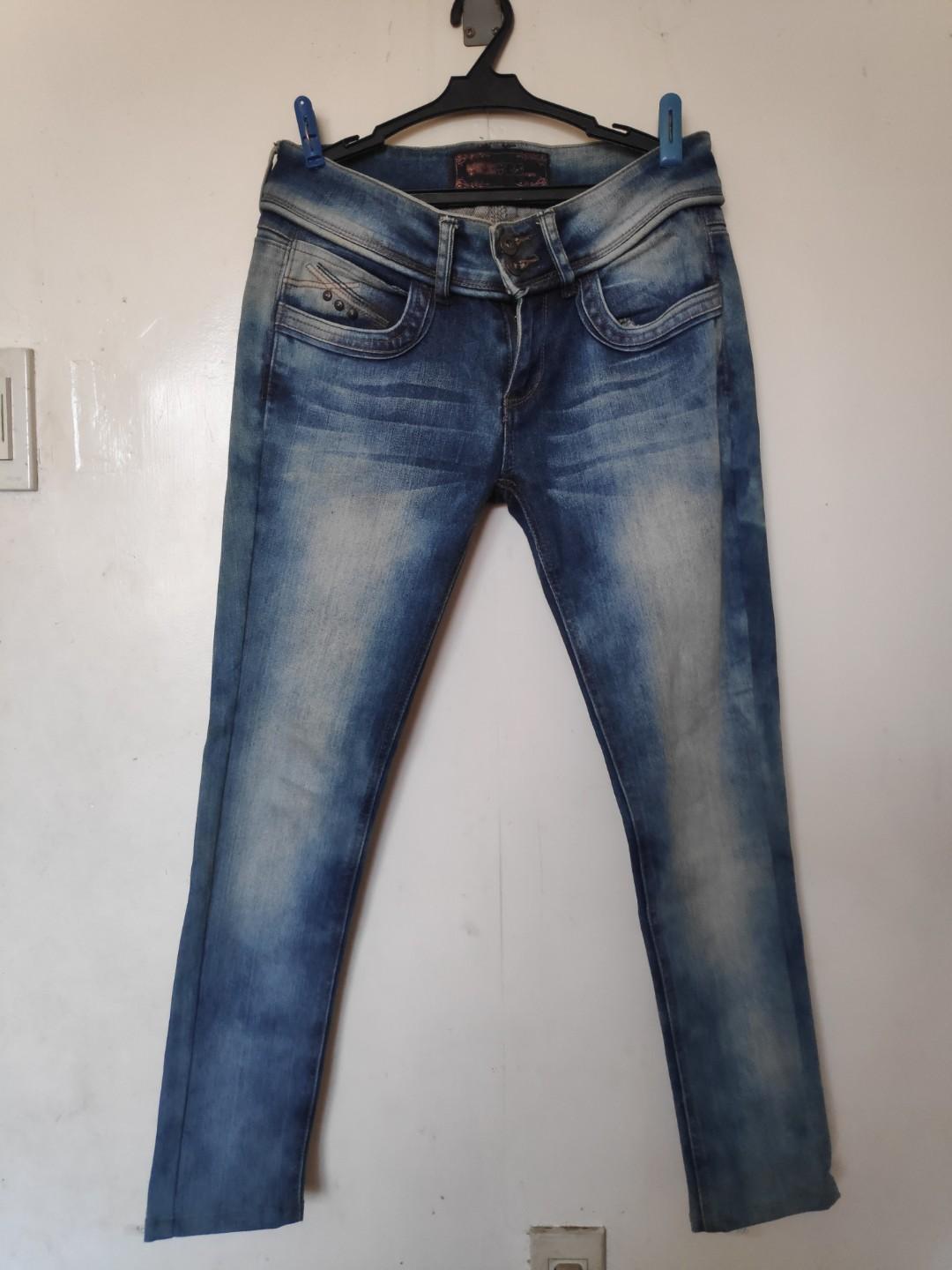 Maong pants and striped top terno, Women's Fashion, Bottoms, Other ...