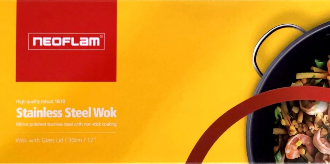 NEOFLAM Stainless Steel Wok, Furniture & Home Living, Kitchenware ...