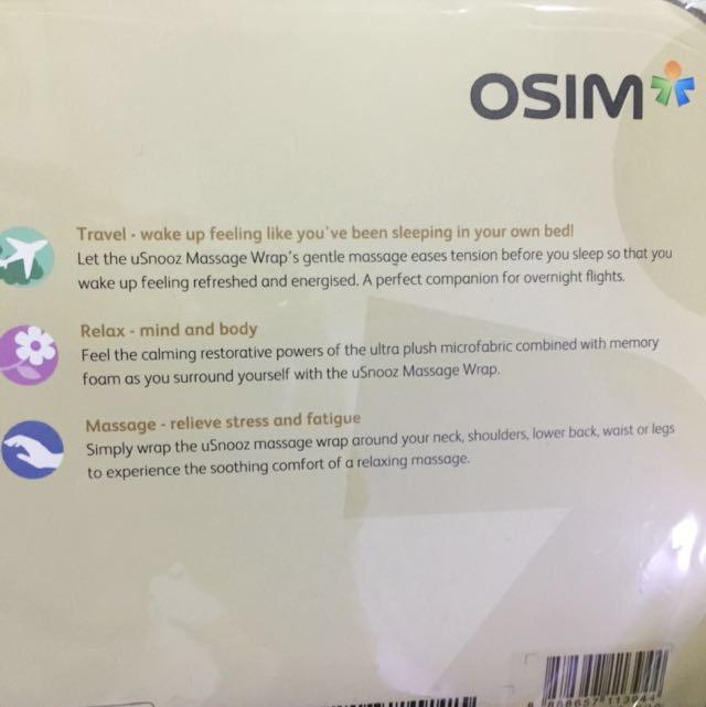 OSIM uSnooz Massage Wrap (Neck Pillow), Health & Nutrition, Massage ...