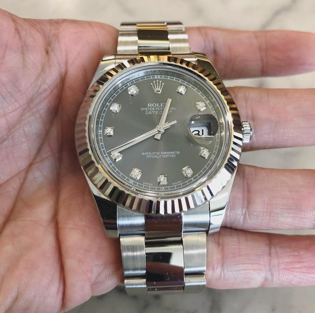 Rolex datejust 126334 fluted bazel oyster diamond index, Fesyen Pria ...