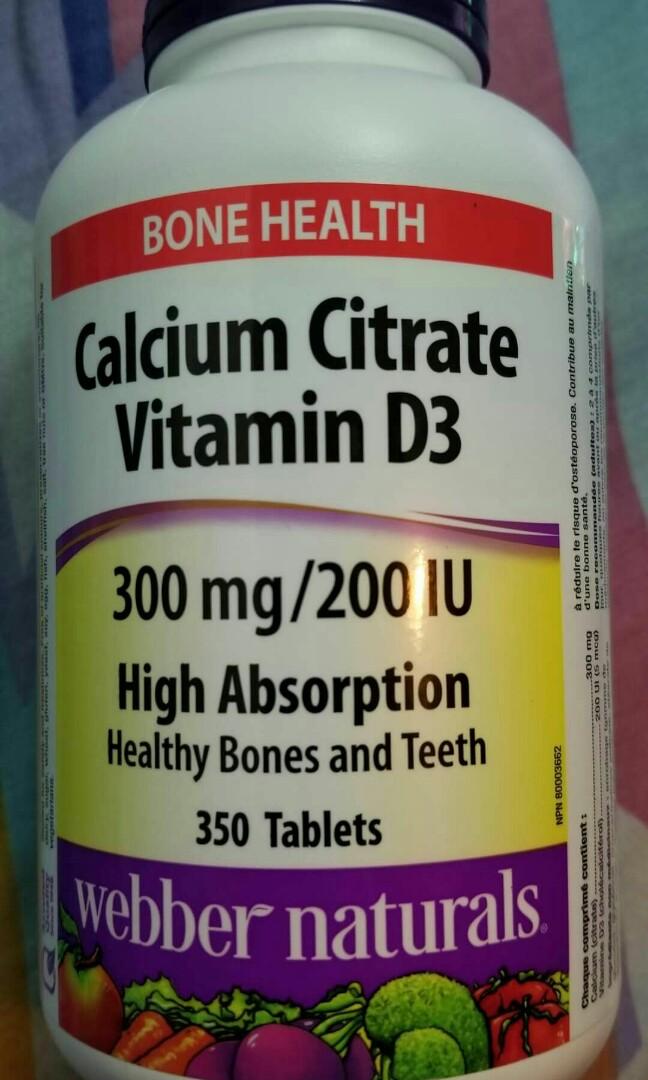 維柏健Webber Naturals Calcium Citrate Vitamin D3 350 tablets, 健康及營養食用品, 健康 ...