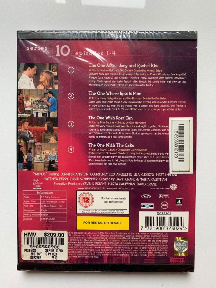 Friends Sitcom DVD Series 10 ep1-4, 興趣及遊戲, 收藏品及紀念品, 明星周邊 - Carousell