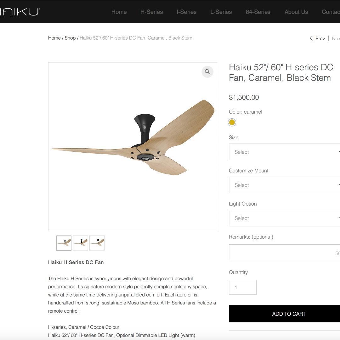 Haiku 60" H-series DC Ceiling Fan, Furniture & Home Living, Lighting ...