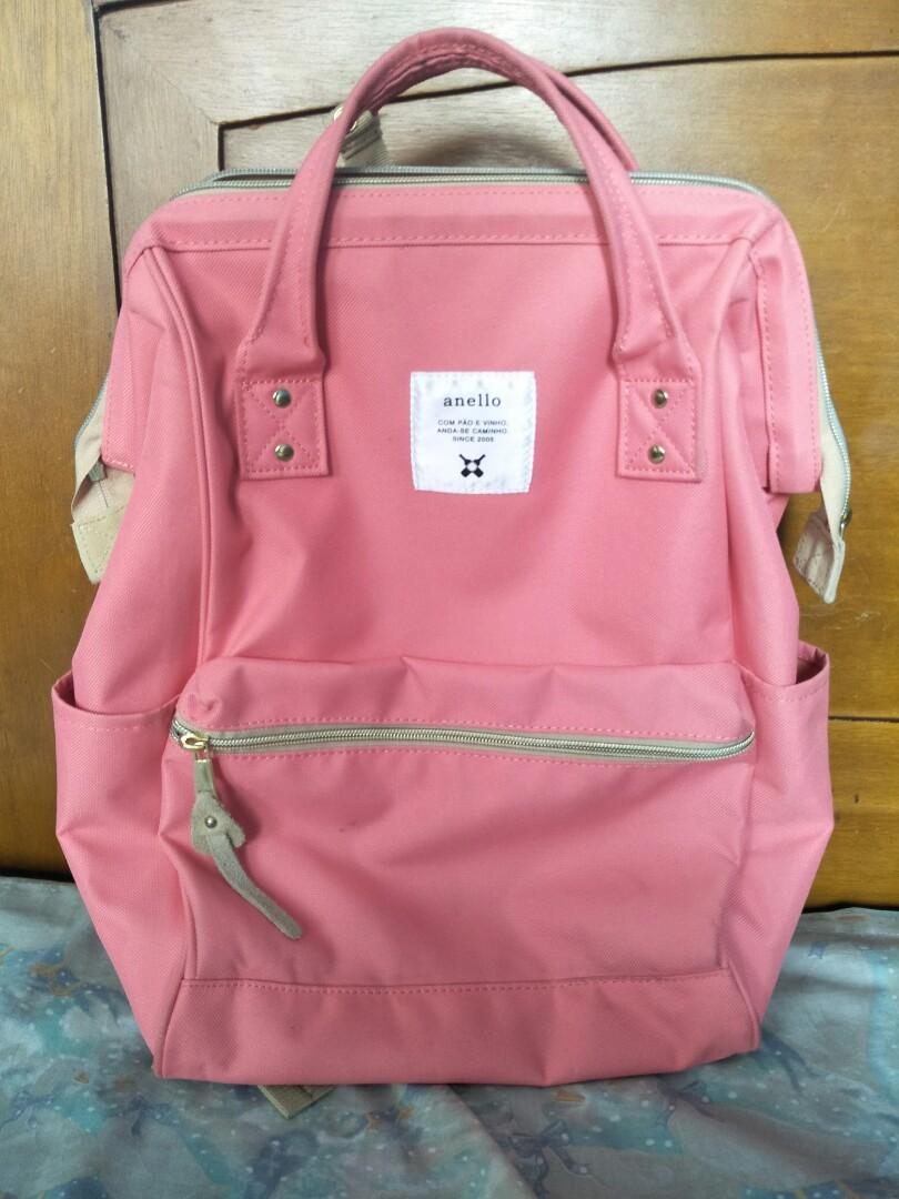 Authentic Anello Large Coral Pink Backpack, Women's Fashion, Bags ...