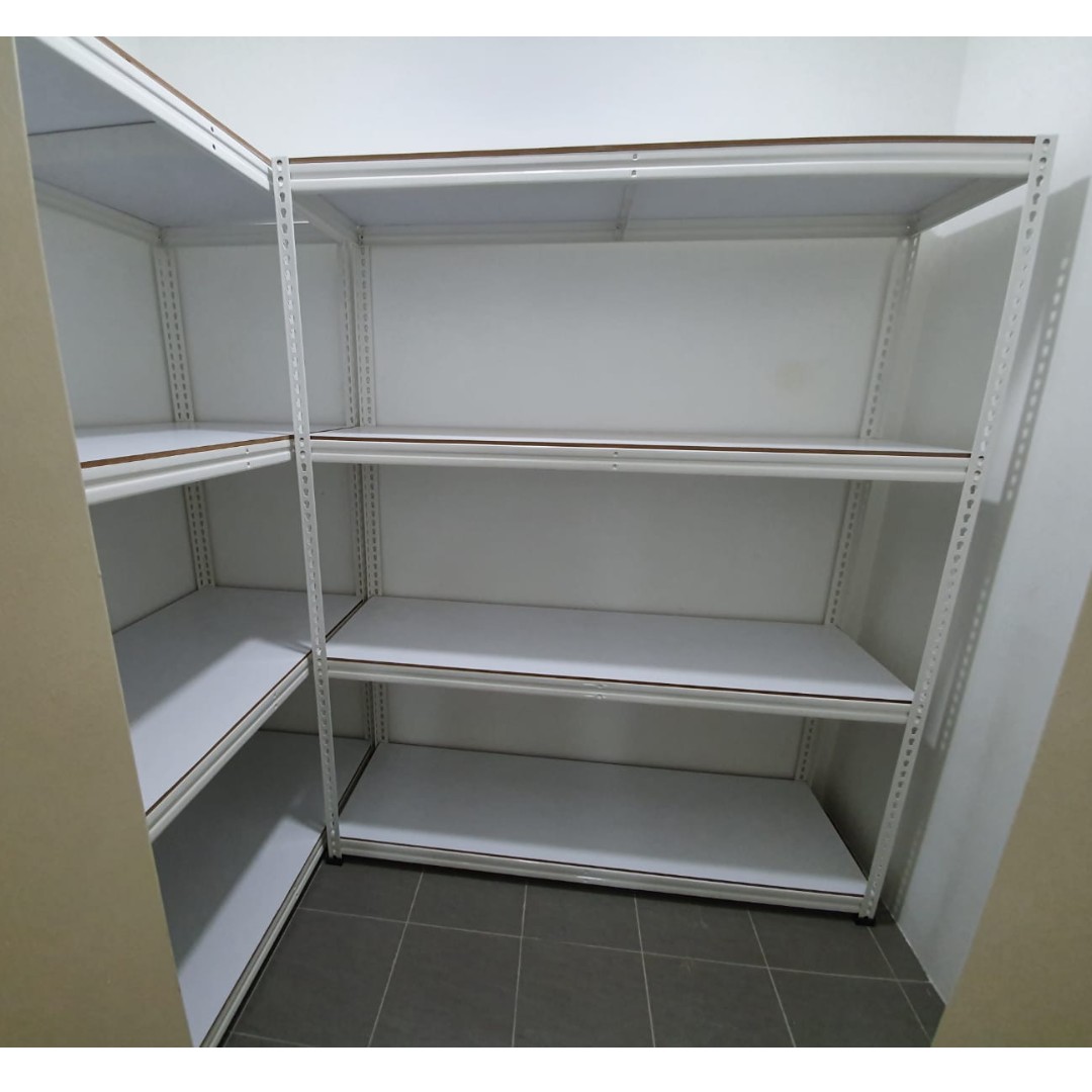 L SHAPE Boltless Rack with White Laminate, Furniture & Home Living ...