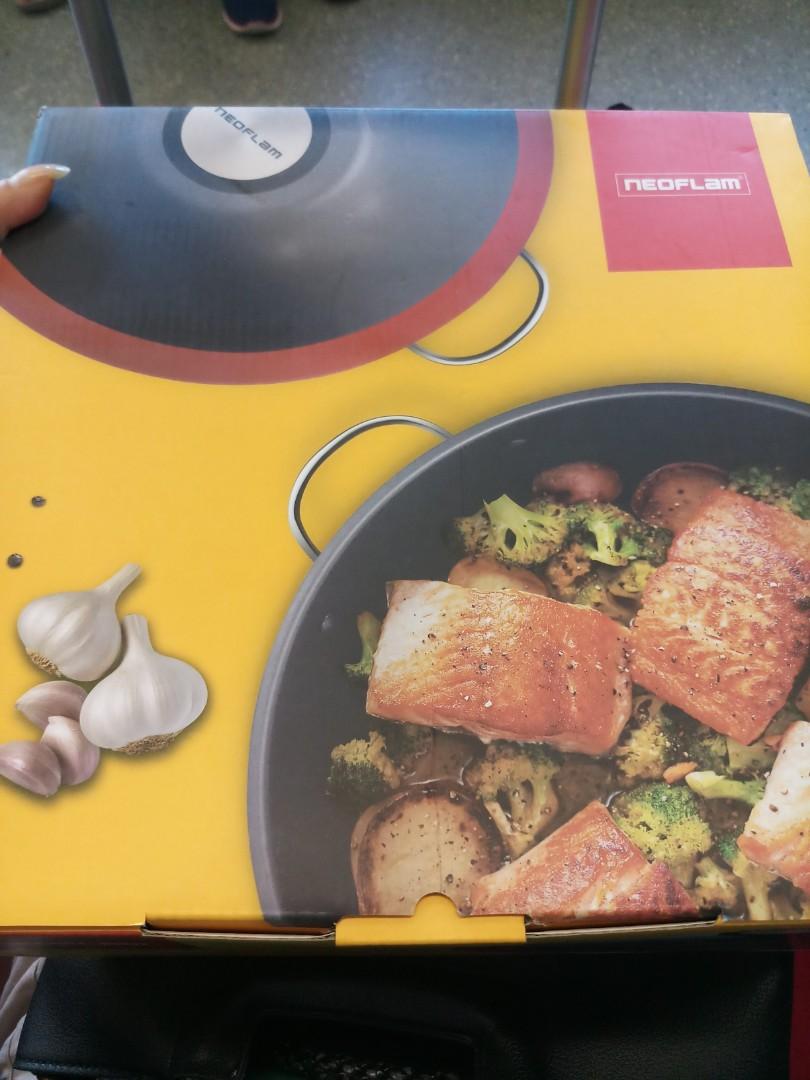 Neoflam 30cm stainless steel wok pan, Furniture & Home Living ...