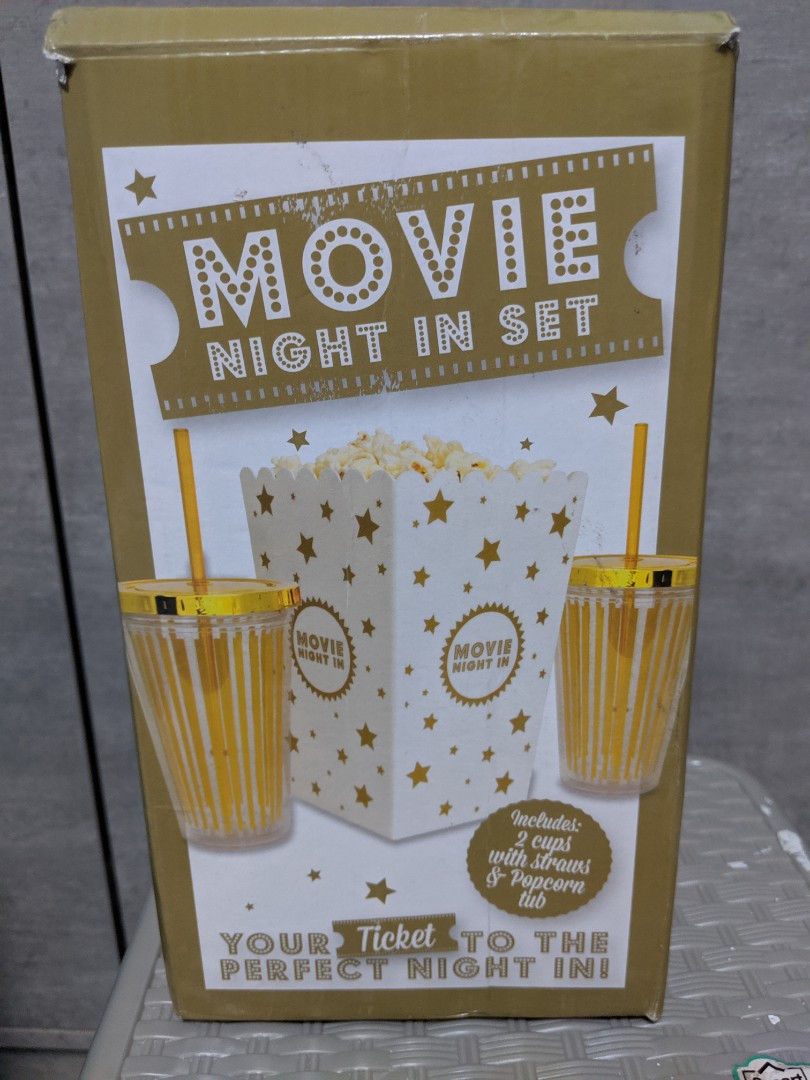 Popcorn Bucket Set w' 2 mugs (inclusive of lid and straw), Everything ...