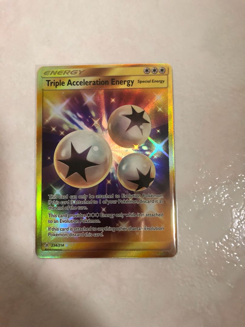 Sm10 gold secret rare triple acceleration energy card, Hobbies & Toys ...