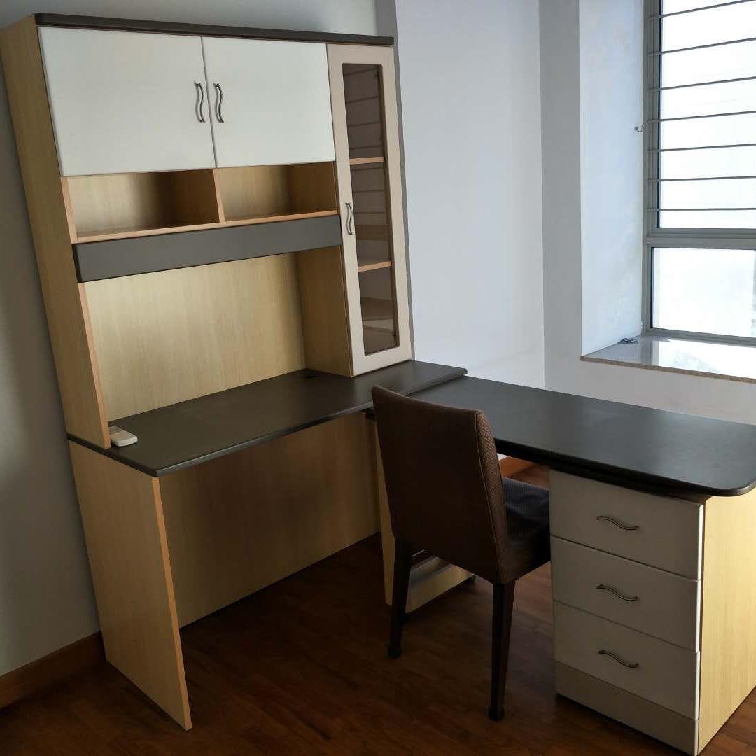 Study table + bookshelf set &chair, Furniture & Home Living, Furniture ...