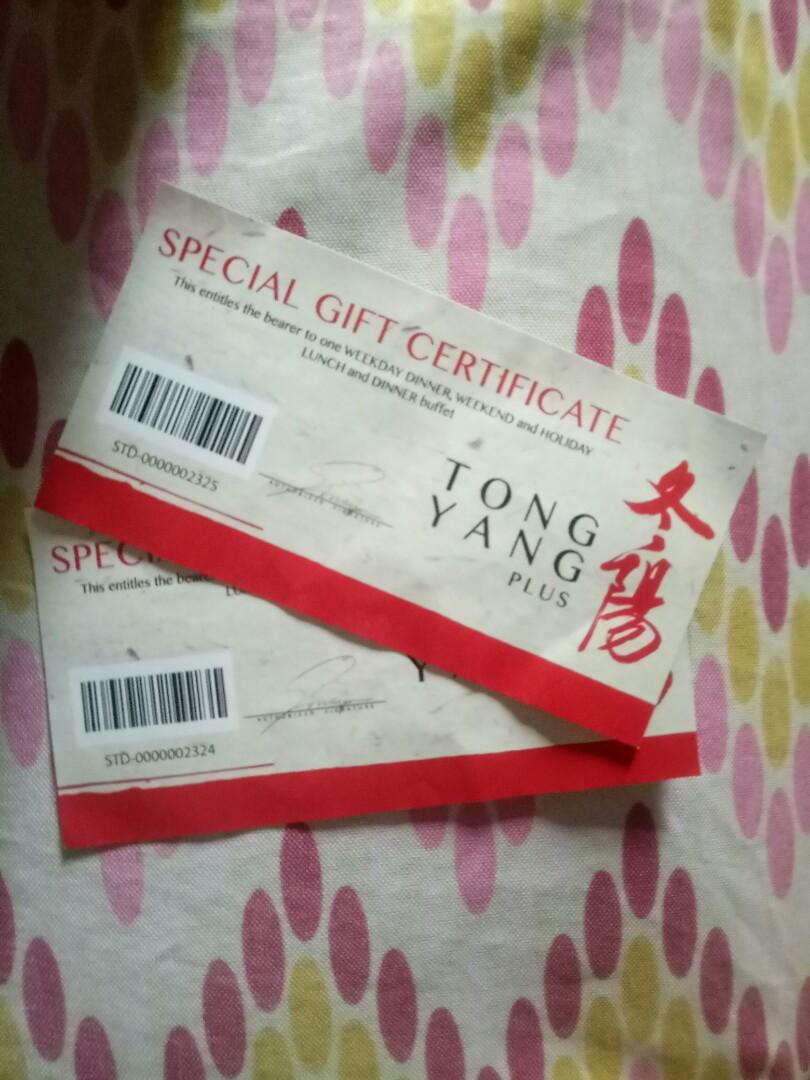Tong yang plus GC, Tickets & Vouchers, Store Credits on Carousell
