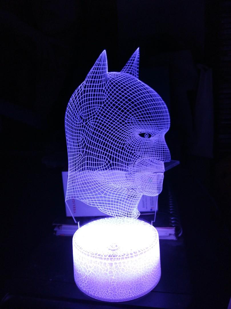 BATMAN 3D LED LAMP w white crack base promo free 1ironman led, Hobbies ...