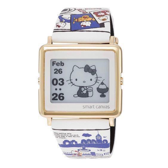 (代購)日本製Hello Kitty 45周年限定手錶 Epson Smart Canvas watch, 名牌, 手錶 - Carousell