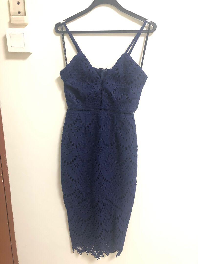 Lace ladder detail midi dress, Women's Fashion, Dresses & Sets, Dresses ...