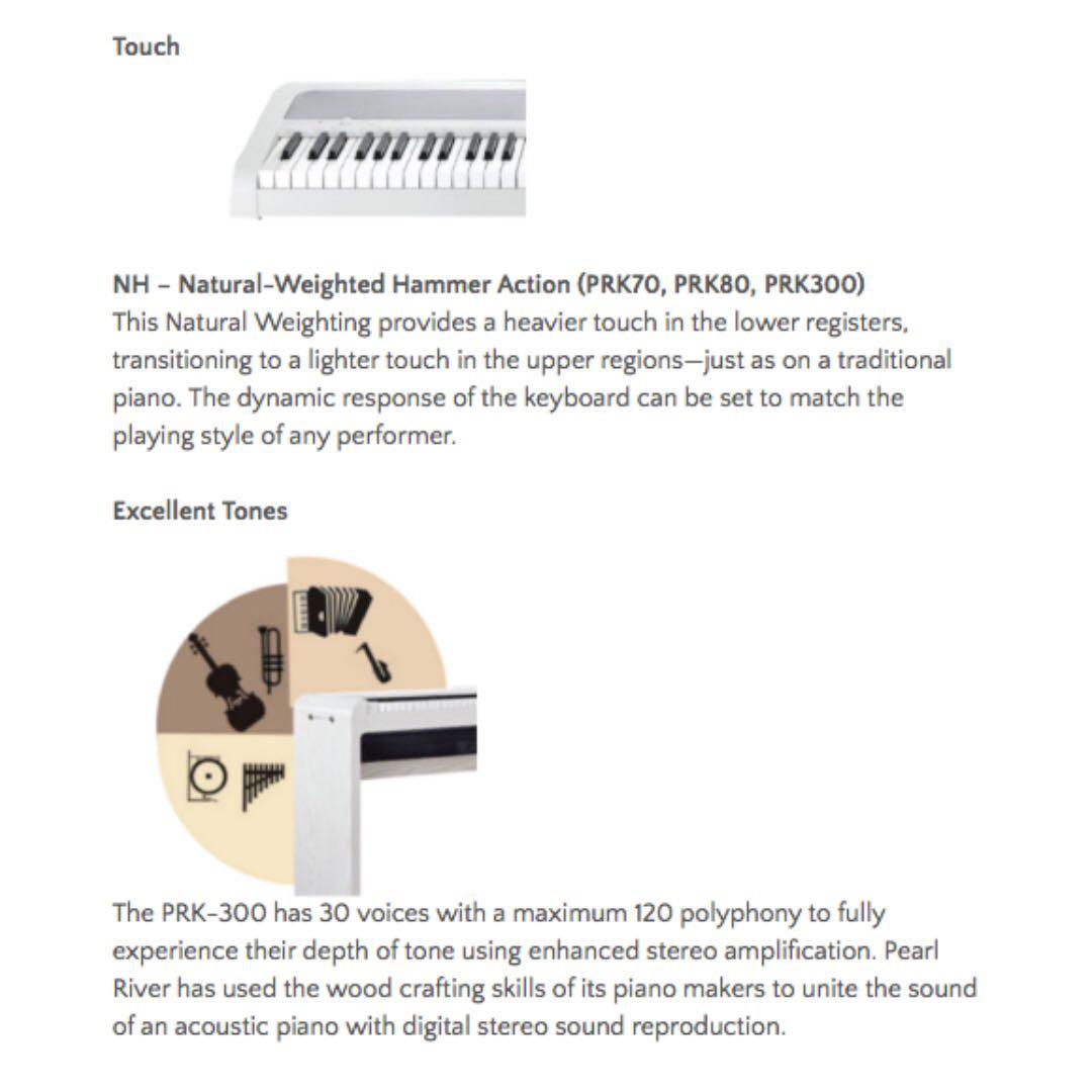 PEARL RIVER Digital Piano PRK-300 , Natural Weighted Hammer (NH) Japan ...
